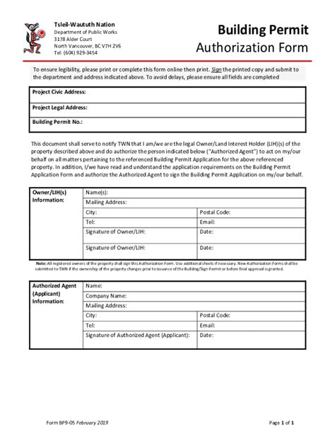 Fillable Online Building Permit Authorization Form Fax Email Print
