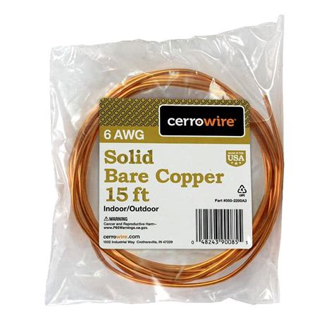 Cerrowire 15 Ft 4 Gauge Solid Sd Bare Copper Grounding Wire 050 2400a3