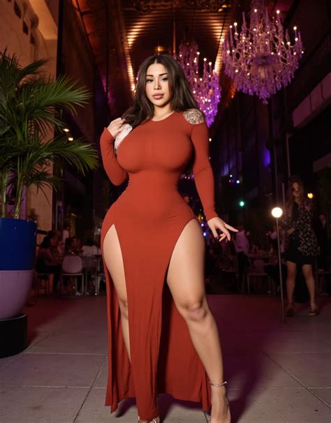 Araffe Woman In Thigh Slit Bodycon Dress Posing On The Night Party