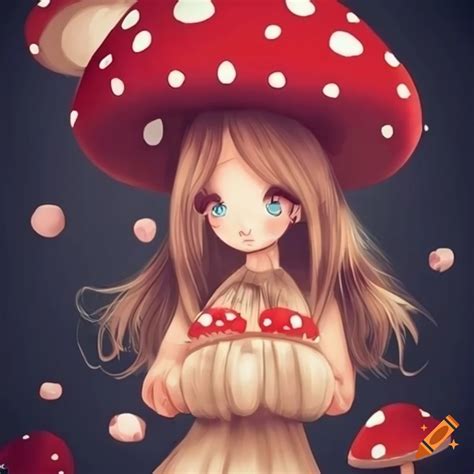 Cute Mushroom Drawing Girl