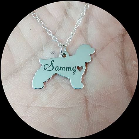 Cocker Spaniel Necklace Engraving Pendant Sterling Silver Charm