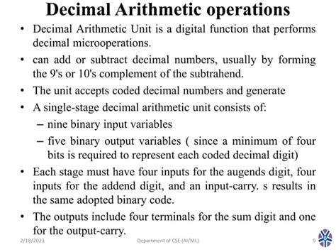 Cs304pc Computer Organization And Architecture Session 23 Decimal Arithmetic Unit And Operation