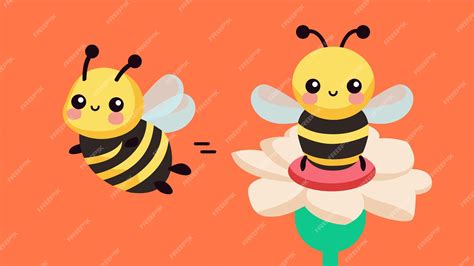 Premium Vector Cute Bee With Tiny Body Sitting On Flower Kawaii