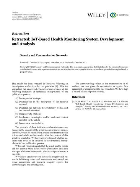 Pdf Retracted Iot Based Health Monitoring System Development And