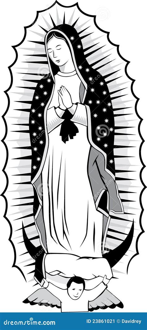 Virgen Blanco Y Negro De Guadalupe Ilustración Del Vector Ilustración