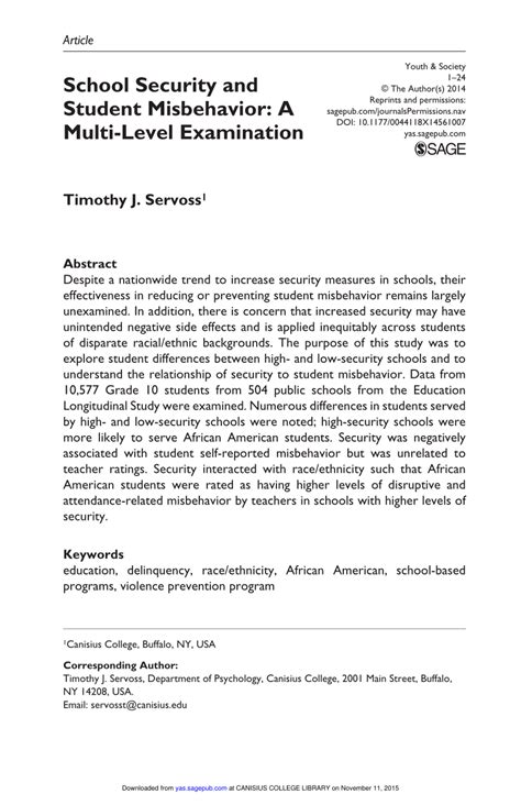 Pdf School Security And Student Misbehavior A Multi Level Examination