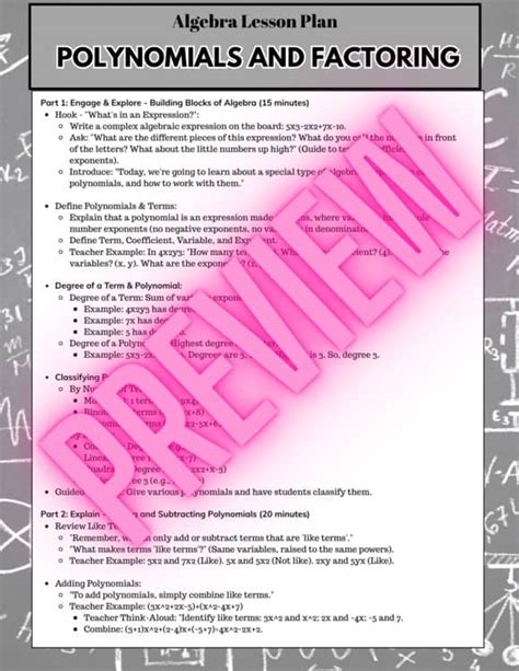 Polynomials And Factoring Pdf Ppt Algebra Lesson Plan By Scholastic