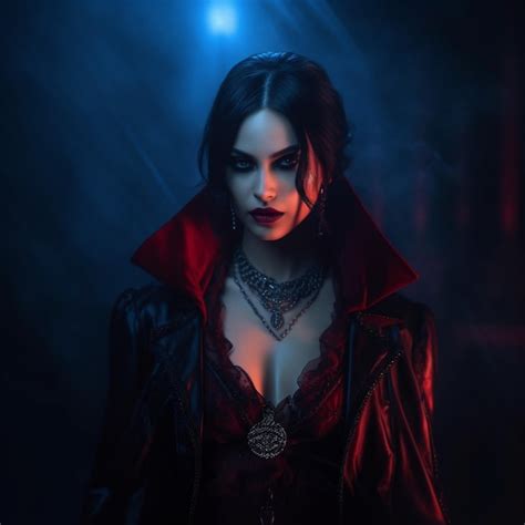 Premium Ai Image A Woman With A Red Cape And A Black Coat With A Red