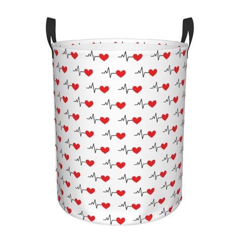 Laundry Basket Heartbeat Symbol Waterproof Laundry Hamper With Padded