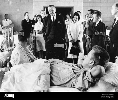 President Lyndon B Johnson Visits Naval And Marine Personnel Wounded