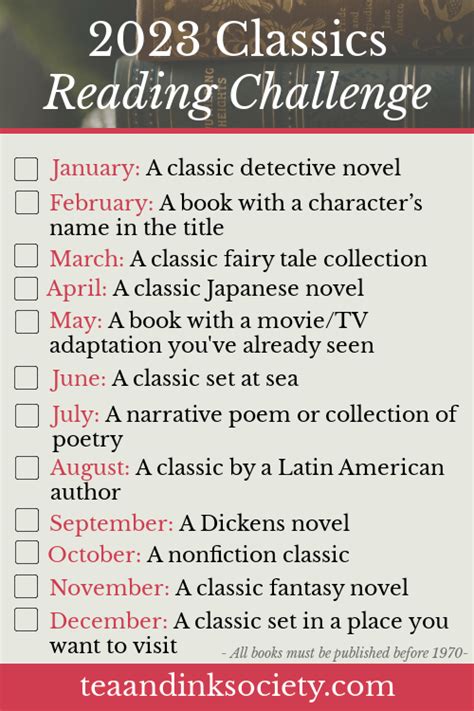 2023 Classics Reading Challenge Tea And Ink Society
