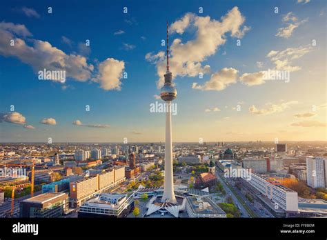 Berlin Image Of Berlin Downtown District During Golden Hour Stock