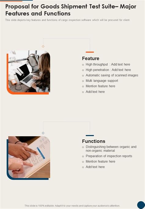 Proposal For Goods Shipment Test Suite Major Features And Functions One Pager Sample Example