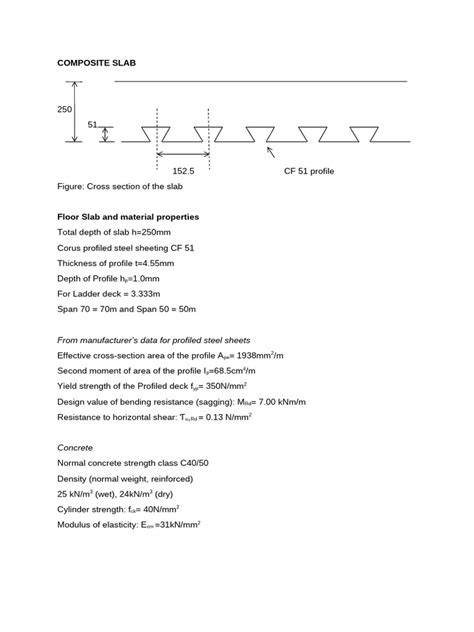 Composite Slab Calculation Example To Eurocode Pdf Bending