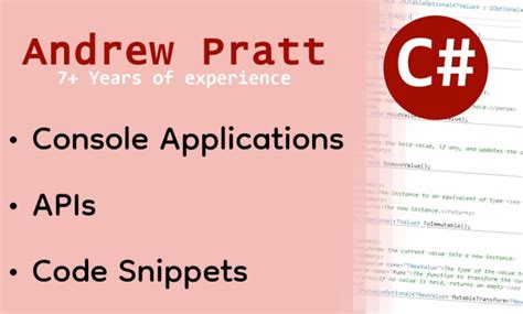 Write Or Help With Your Project In Csharp By Andrewpratt0x40 Fiverr