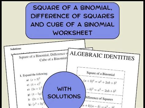 square of a binomial difference of squares and cube of a binomial