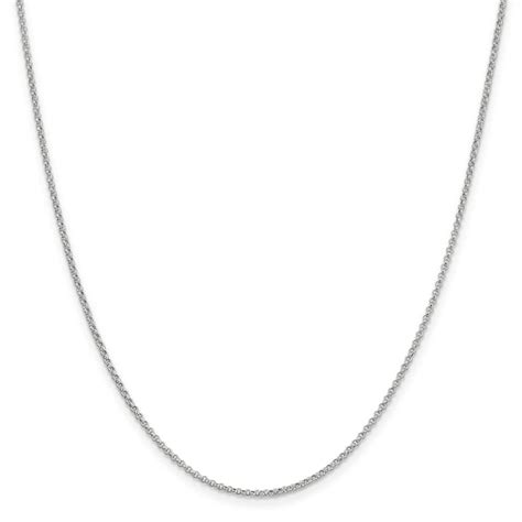 14k White Gold 155mm Rolo Pendant Chain Necklace 11phha