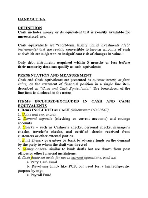 Cash And Cash Equivalents Pdf Banks Commercial Paper