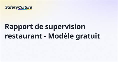 Rapport De Supervision Restaurant Modèle Gratuit Free Template