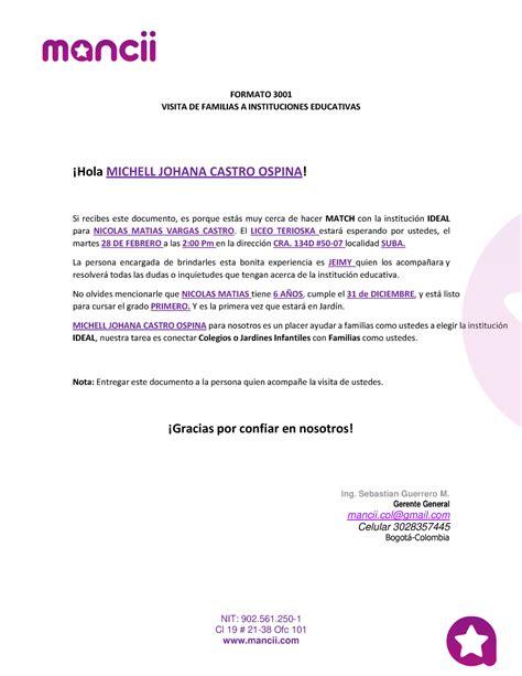 Formato 3001 Michell Johana Castro Ospina Liceo Terioska Formato