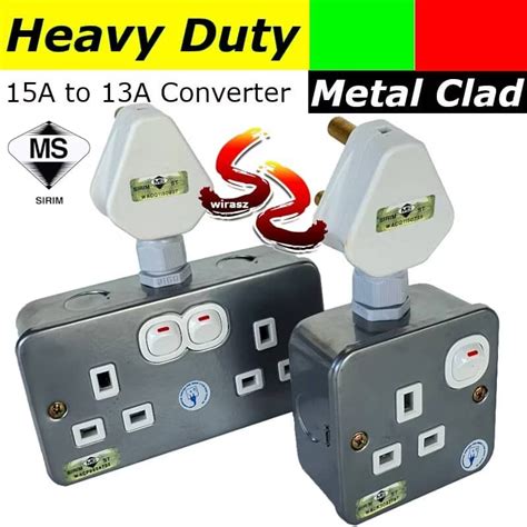 Heavy Duty Metal Clad 15a 13a Power Switch Socket Convertor Round 3 Pin To 3 Pin 2pin T