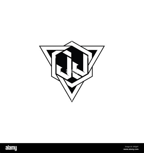Jj Letter Logo Monogram Hexagon Shape With Triangle Geometric Outline