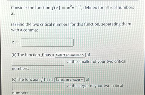 solved consider the function f x x2e 5x ﻿defined for all