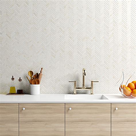 Stylish White Herringbone Backsplash And Countertop Color Combos Marble
