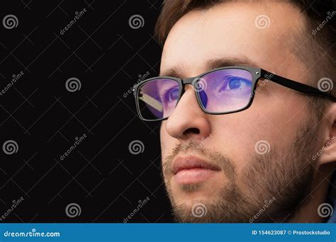 Young Man Looking With Futuristic Smart High Tech Glasses Stock Image