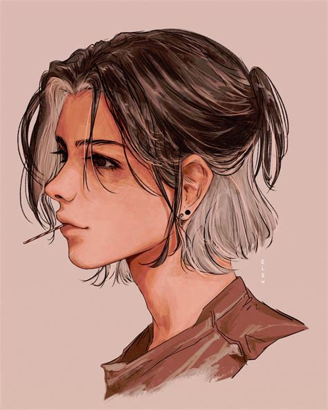 Messy Short Hair Reference Drawing Tomboy Hairstyles Drawing Sketch
