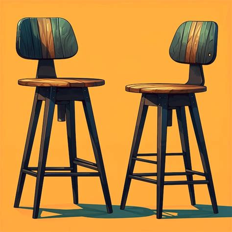 Premium Vector Sleek Metal And Wood Bar Stools