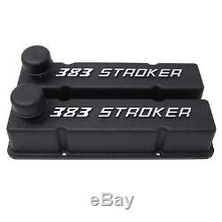 Small Block Chevy Sbc Tall 383 Stroker Raised Letter Valve Covers Black