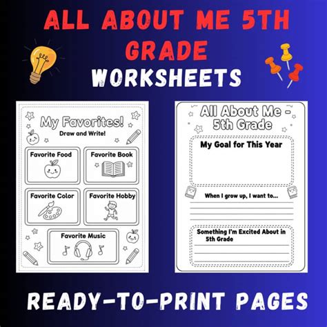All About Me 5th Grade Worksheets Back To School Activities By