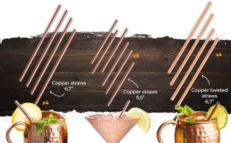 Copper Straws Mini 55 14 Cm Size Set Of 6 Solid 100