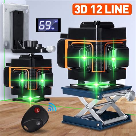 12 Line Lasers Level Self Leveling Tool Green Beam Laser Level 3d