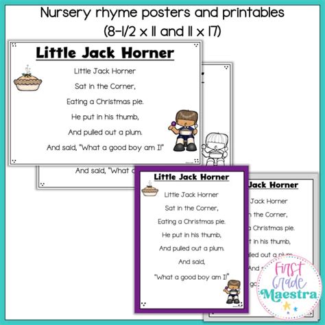 Little Jack Horner Nursery Rhyme Activities Posters Mini Book