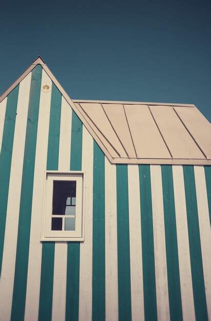 Premium Photo Little Blue And White Striped Tiny House Photography