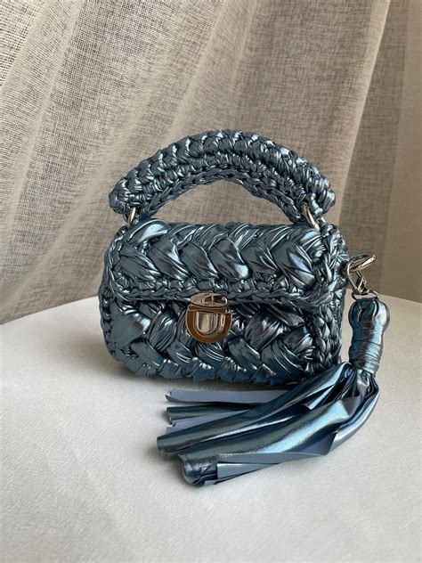 Graphite Blue Sling Bag Bijitcrochet