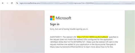 Django Aadsts50011 The Redirect Uri 1270018000oauth2