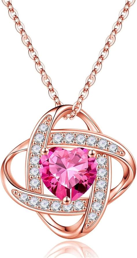 Leander 925 Sterling Silver Love Knot Birthstone Necklace Natural Or