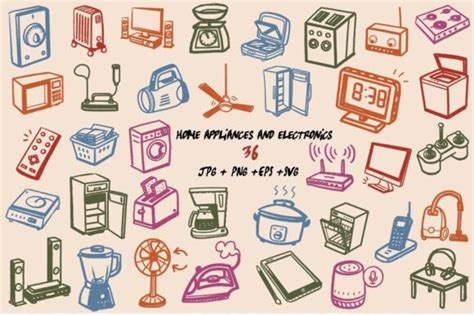 Hand Drawn Home Electronics Icons Svg Graphic By Jidapadesign
