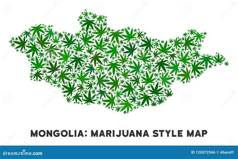 Vector Cannabis Collage Mongolia Map Stock Vector Illustration Of