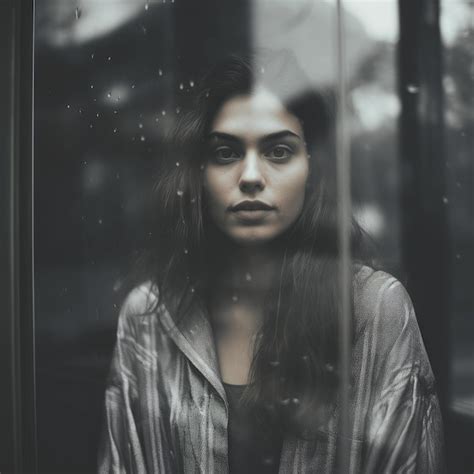 Premium Ai Image Dreamy Street Photo Cute Pretty Young Woman Glass