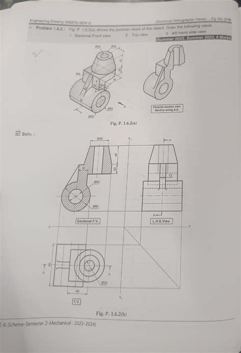 Engineering Drawing Msbte Sem 2 Sectional Orthographic Views Fo No