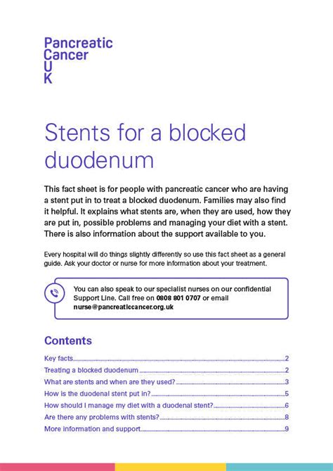 Stents For A Blocked Duodenum Pancreatic Cancer Uk