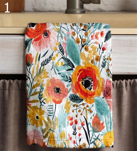 Floral Kitchen Towels Modern Painting Floral Tea Towels Colorful
