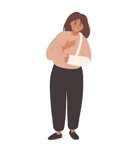 Premium Vector A Woman With A Broken Arm In A Cast