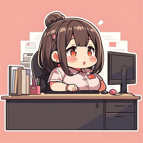 Premium Photo Sticker Anime Girl Cute Chubby Cartoon With Bold Vector