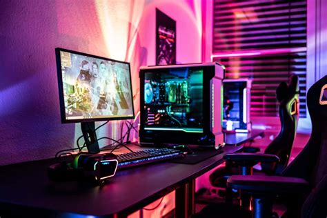 Download Gaming Pc Setup With Pink Lights Picture