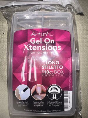 Artistic Nail Design Gel On Xtensions Long Stiletto 110 Ct Ebay